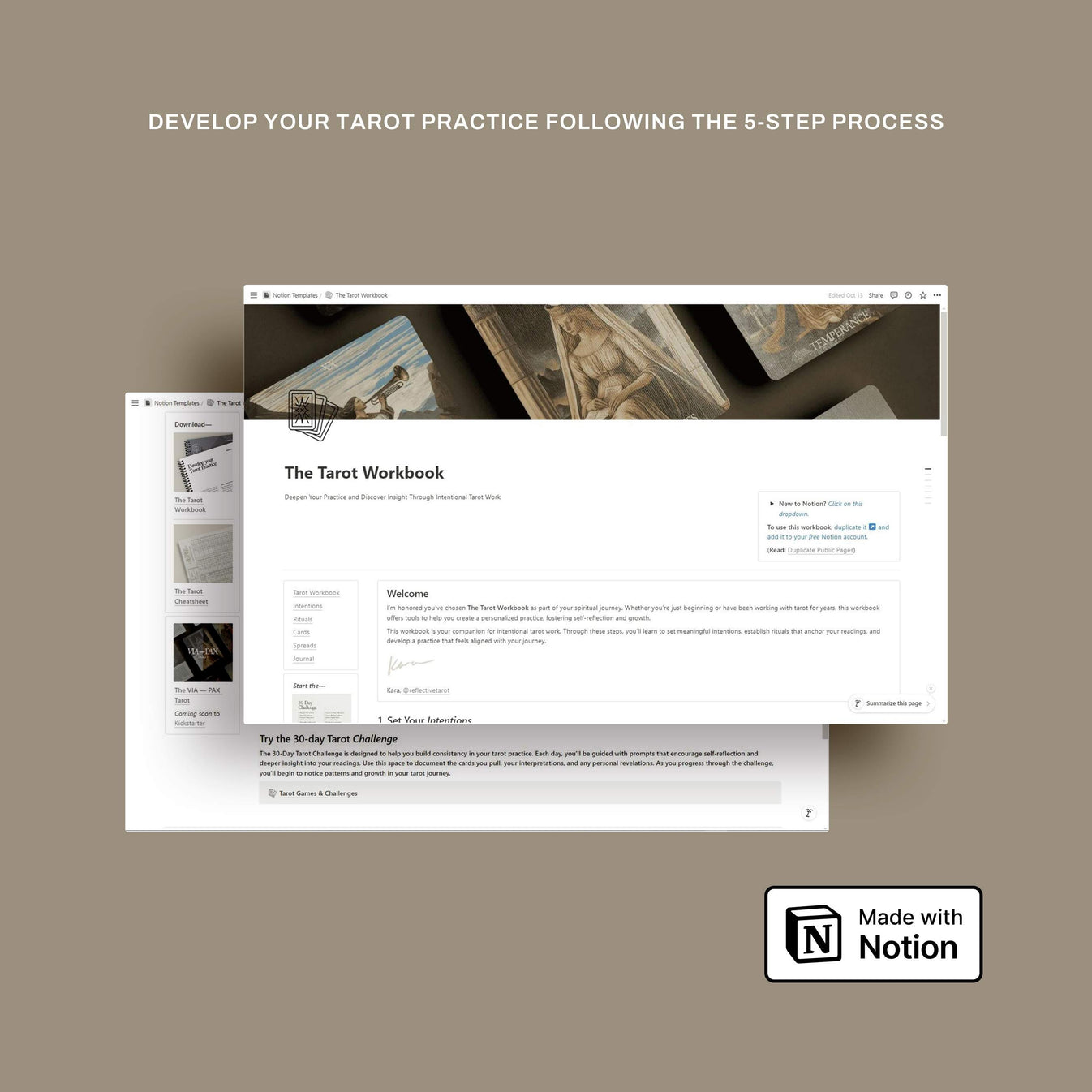 The Tarot Workbook Notion Template A Toolkit for Beginners & Experts